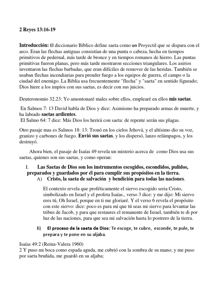 2 Reyes 13 - Saetas | PDF | Flecha | David