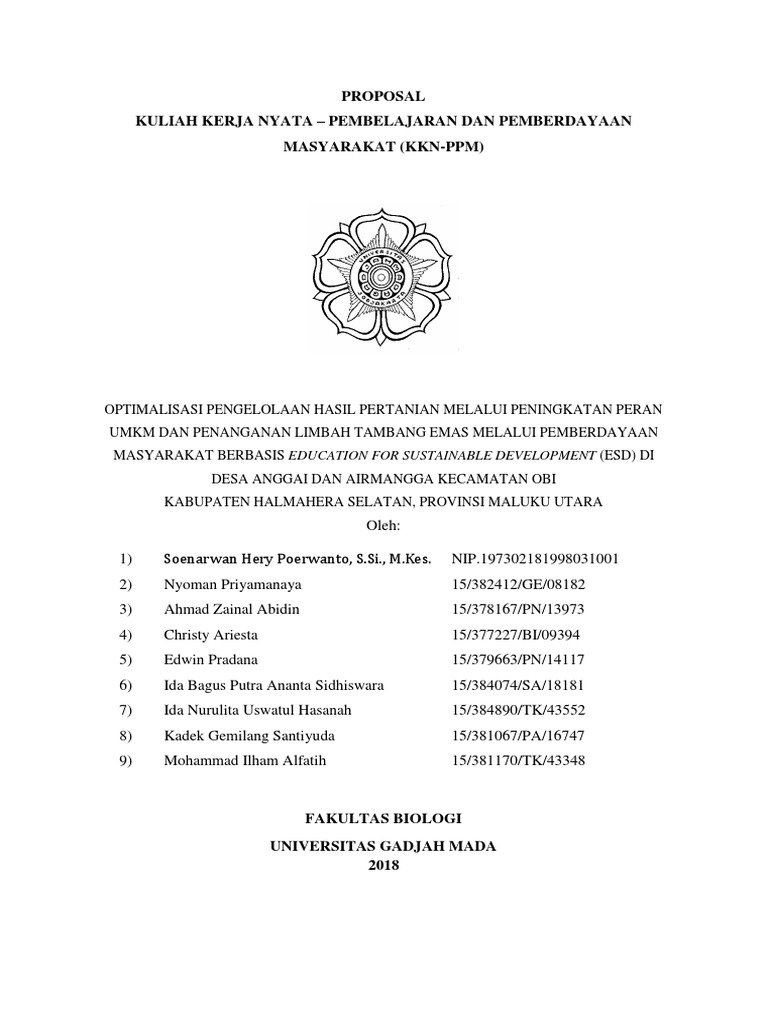 Proposal KKN PPM UGM 2018 Obi | PDF | Sains & Matematika