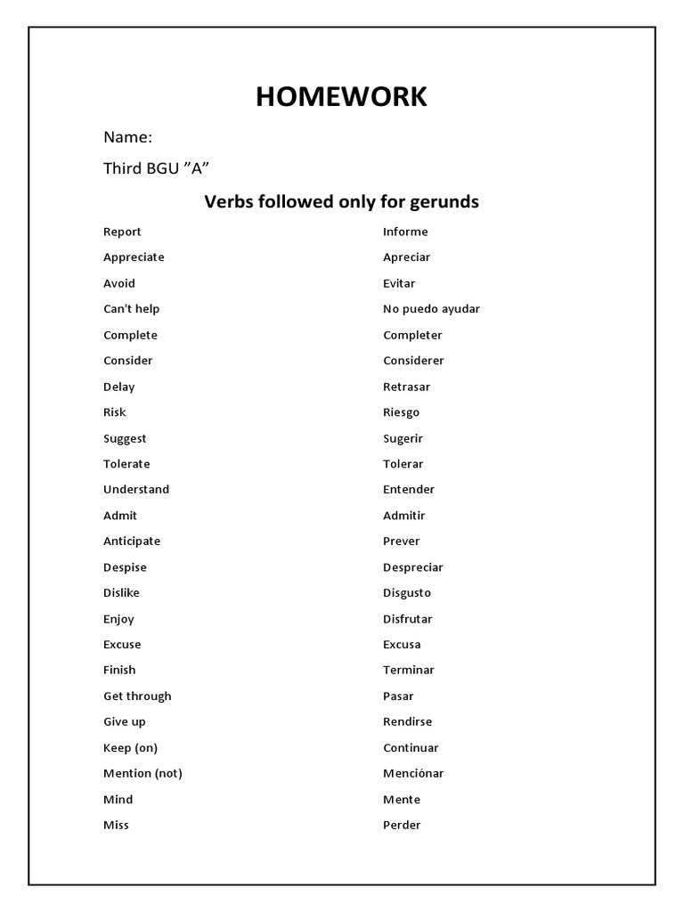 Ingles Verb With and Without Gerund | PDF | Syntax | Linguistic Morphology