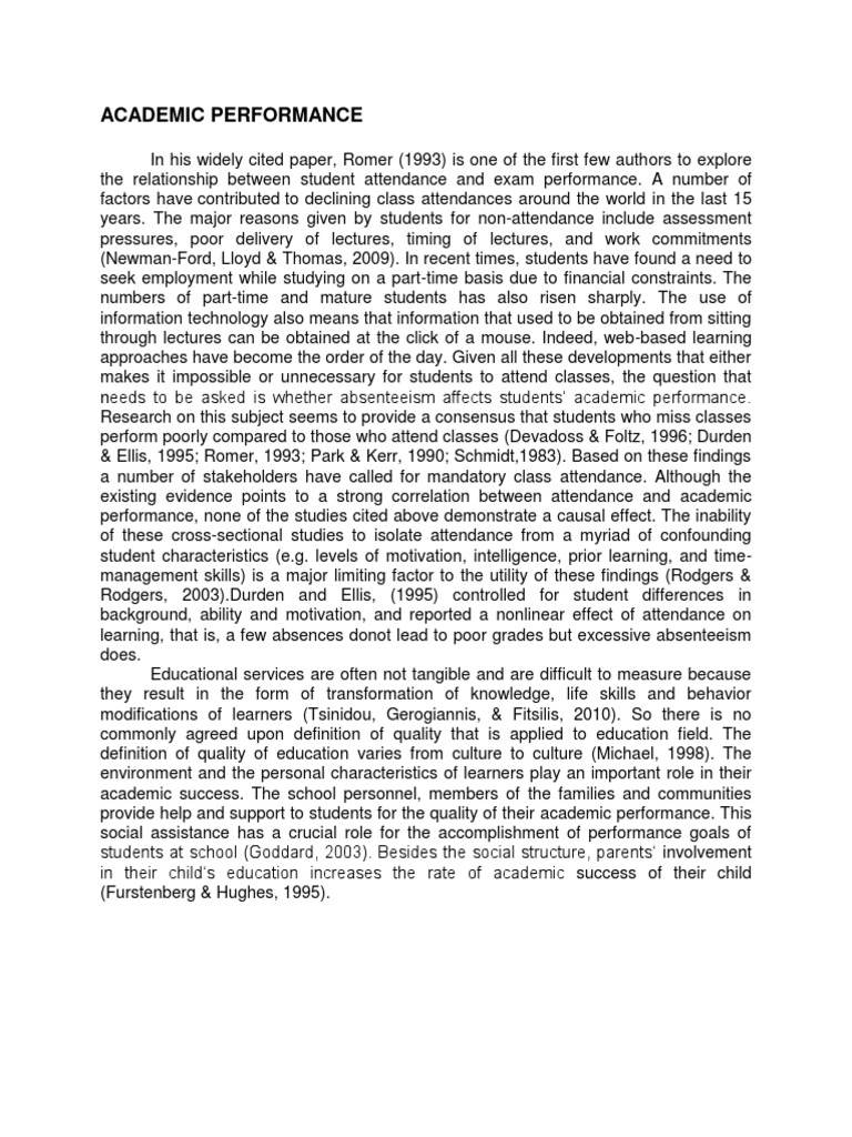 The Relationship Between Class Attendance, Student Characteristics, and ...