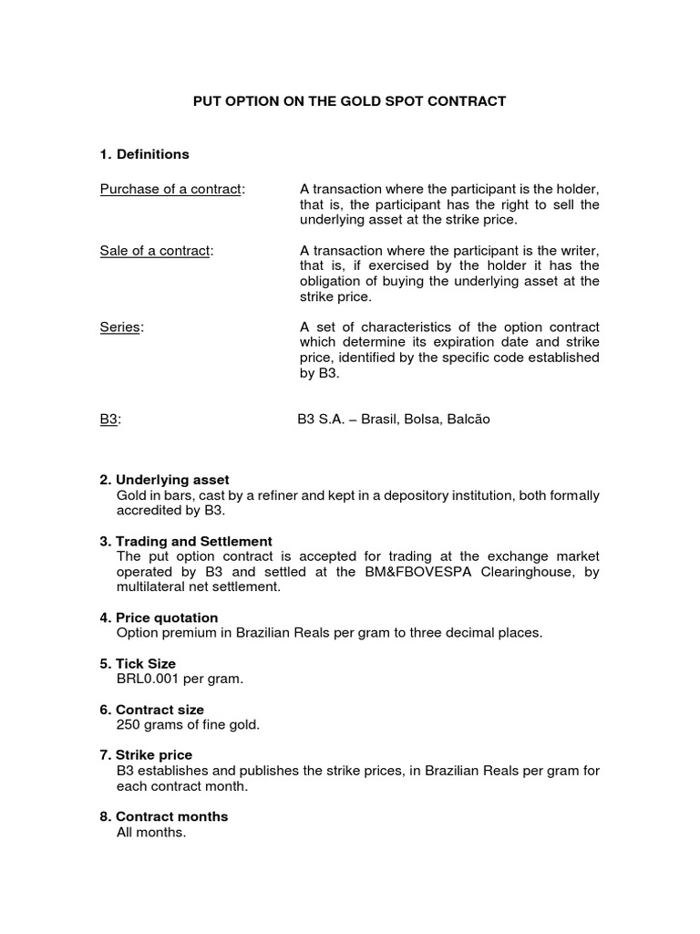 Gold Forward Contract | PDF | Put Option | Option (Finance)