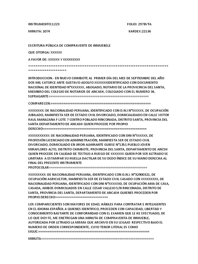 Modelo de Escritura Publica | Descargar gratis PDF | Derecho privado ...