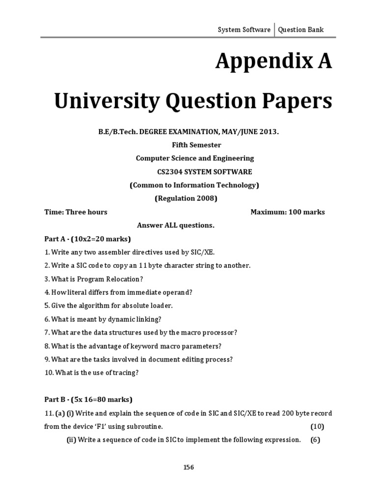 Appendix A University Question Papers | PDF | Assembly Language | Macro ...
