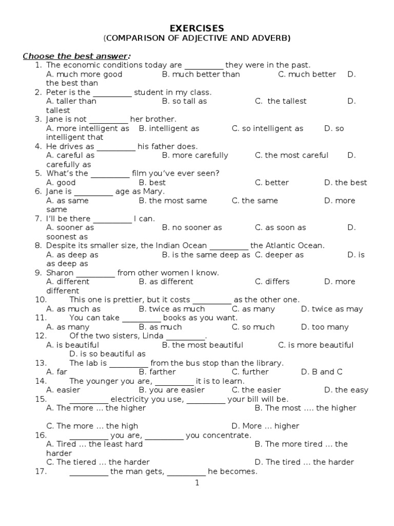 Exercises Comparison) | PDF