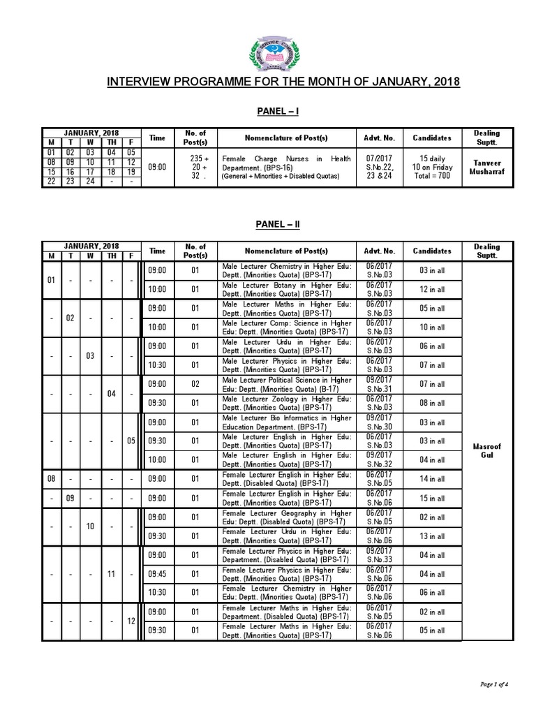 Interview Program January 2018 | PDF | Violence | Unrest
