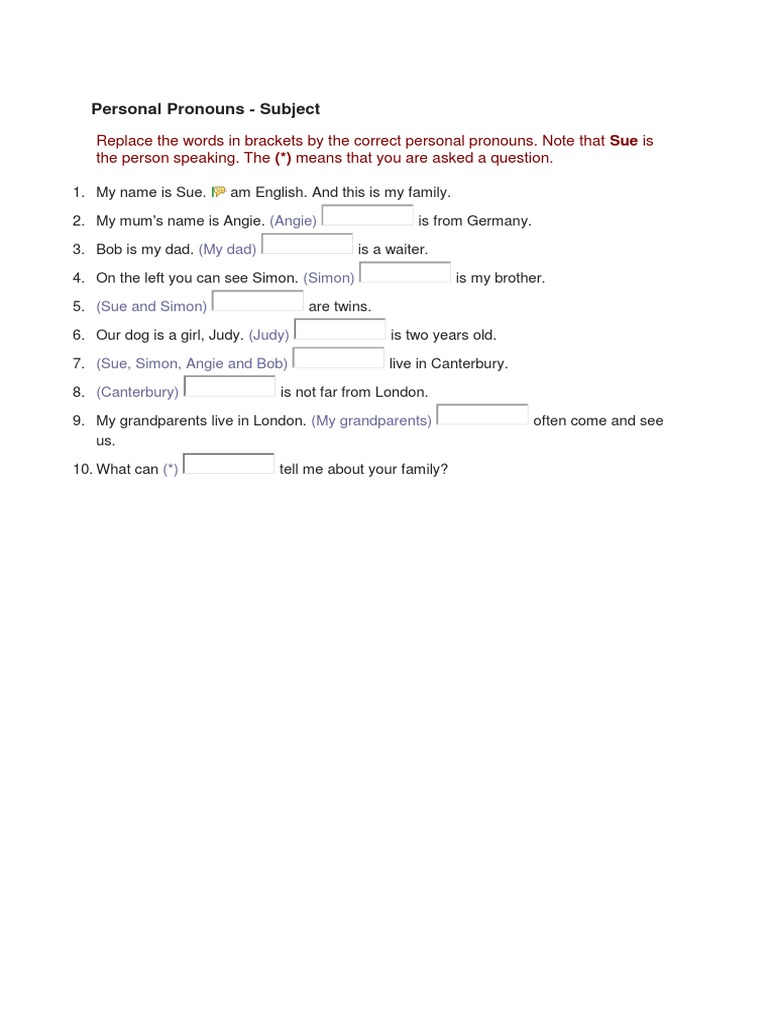 Personal Pronouns Exercises | PDF