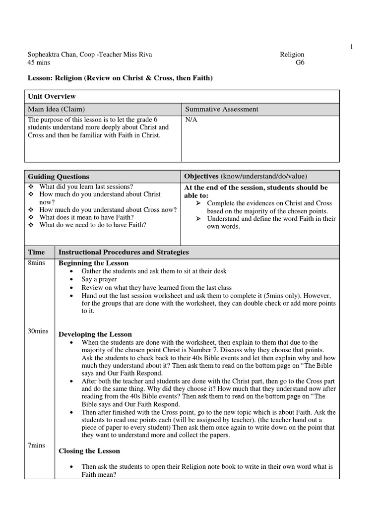 Ichthus g6 Perseverance Lesson Plan Faith | Download Free PDF | Faith ...