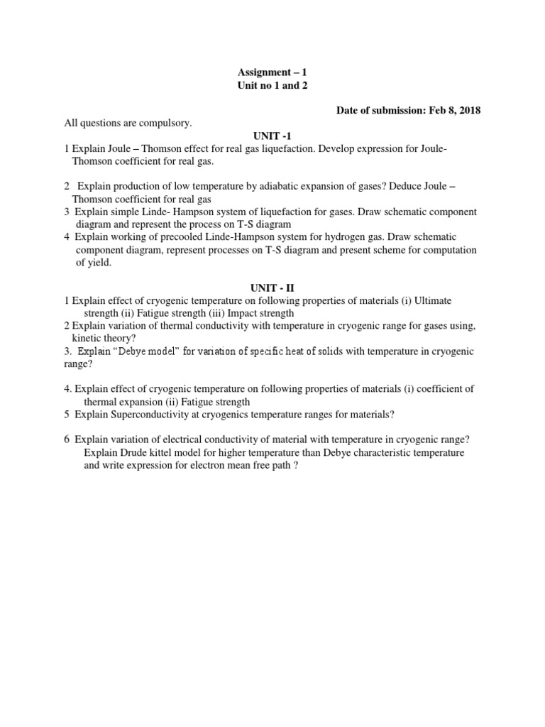 Joule-Thomson Effect & Cryogenics Analysis | PDF