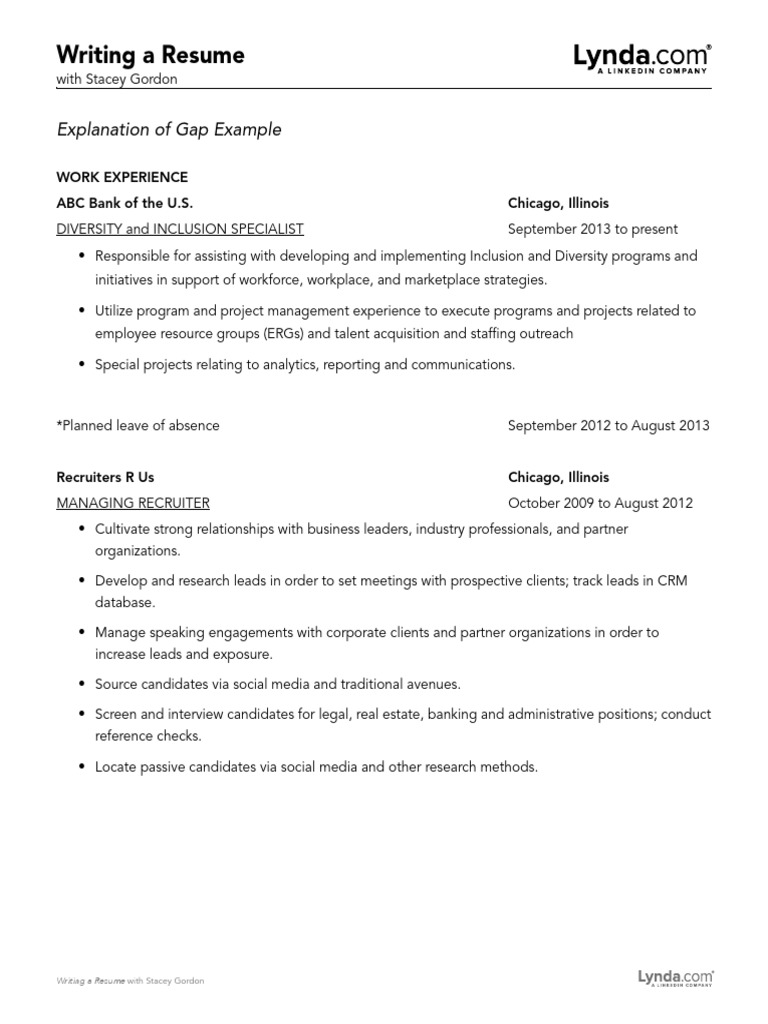 Writing A Resume: Explanation of Gap Example | PDF | Career & Growth | Art