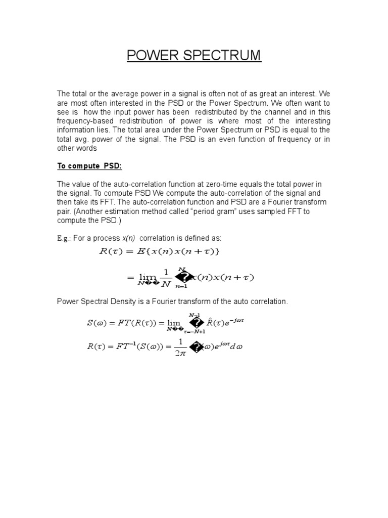 Power Spectrum: To Compute PSD | PDF | Spectral Density ...