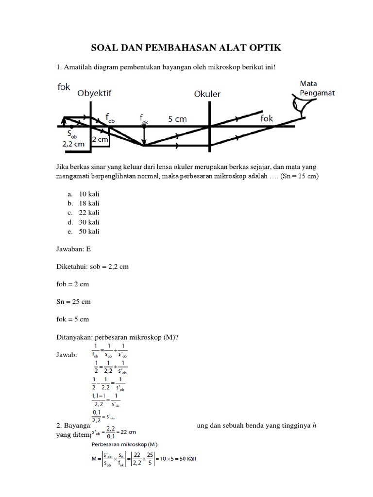 Soal Dan Pembahasan Alat Optik | PDF