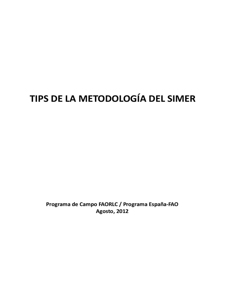 TIPS Metodologia SIMER | PDF | Organización de Comida y Agricultura | Planificación