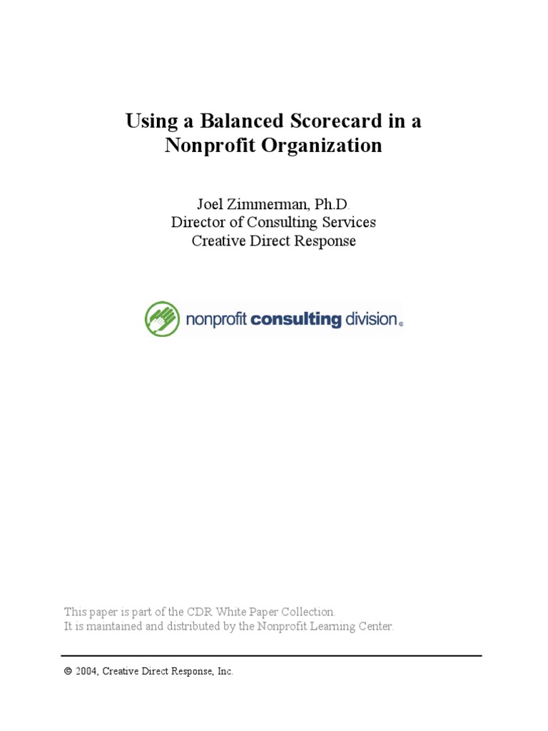 Balanced Scorecard | PDF | Nonprofit Organization | Fundraising