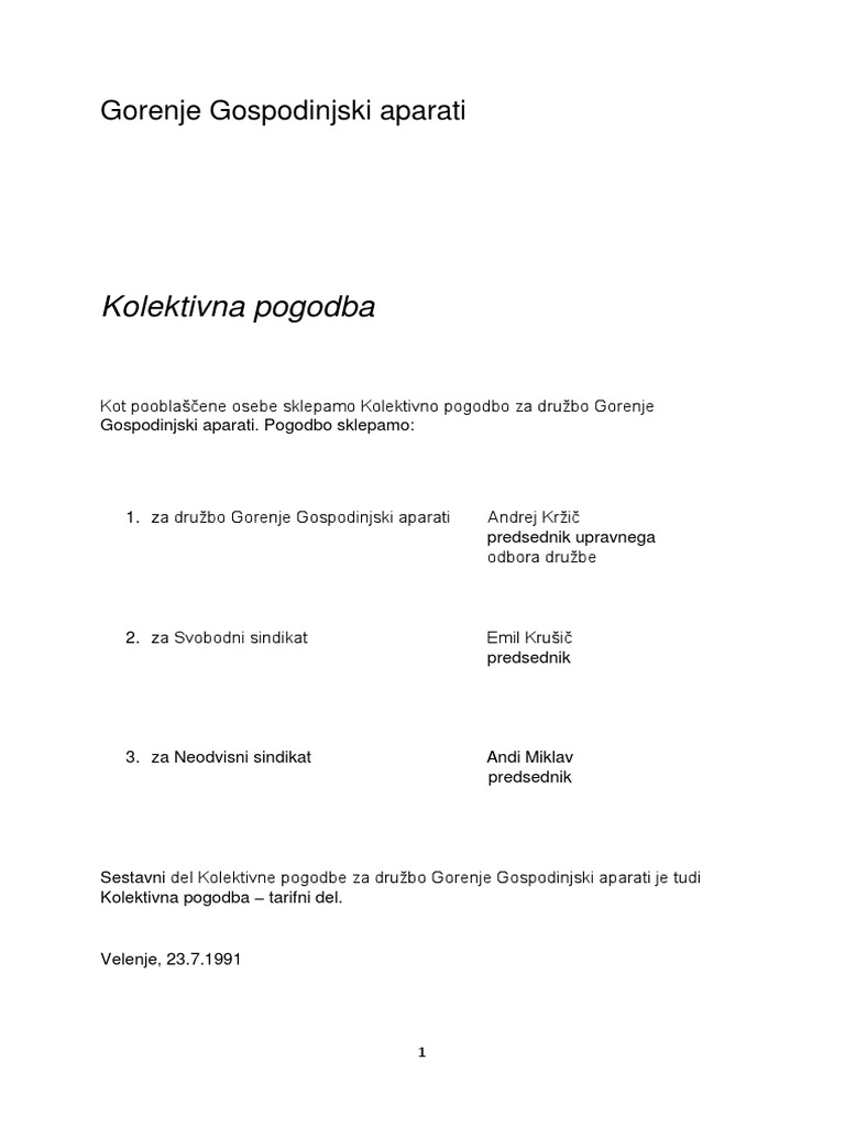 Kolektivna Pogodba | PDF