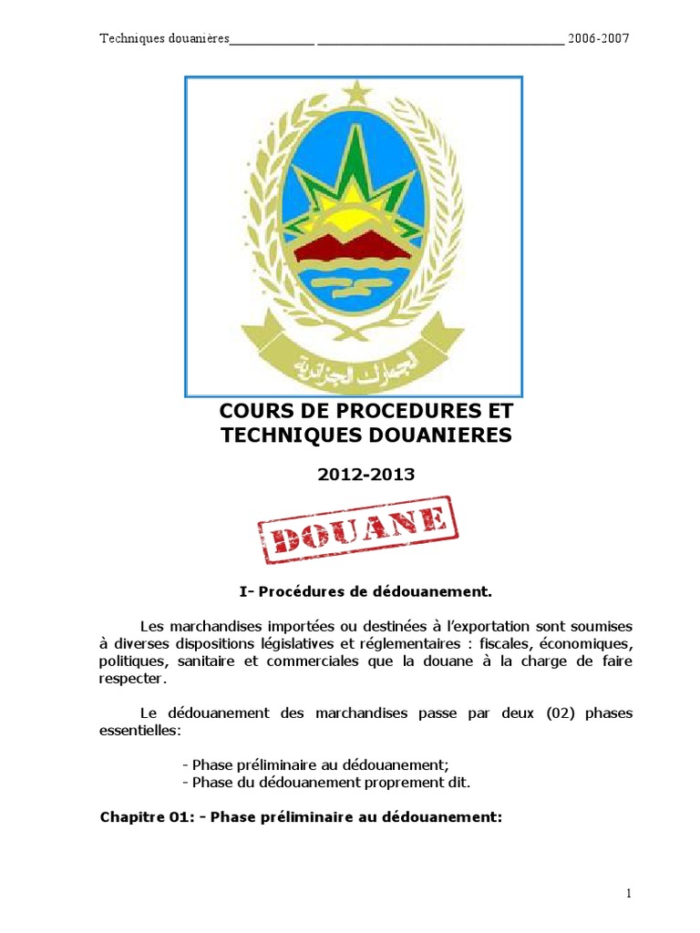 1-Procedures de Dedouanement DOUANE PDF | PDF | Connaissement | Port