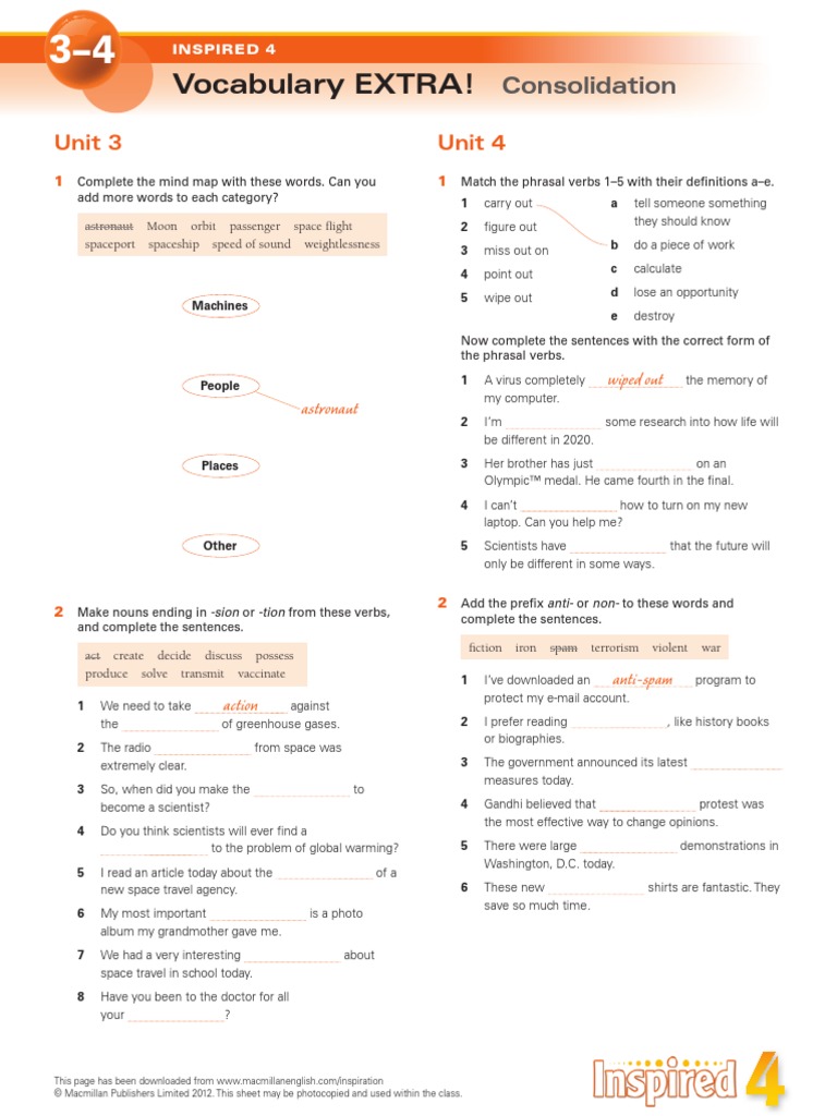 Vocabulary EXTRA!: Unit 3 Unit 4 | PDF | Linguistics | Syntax