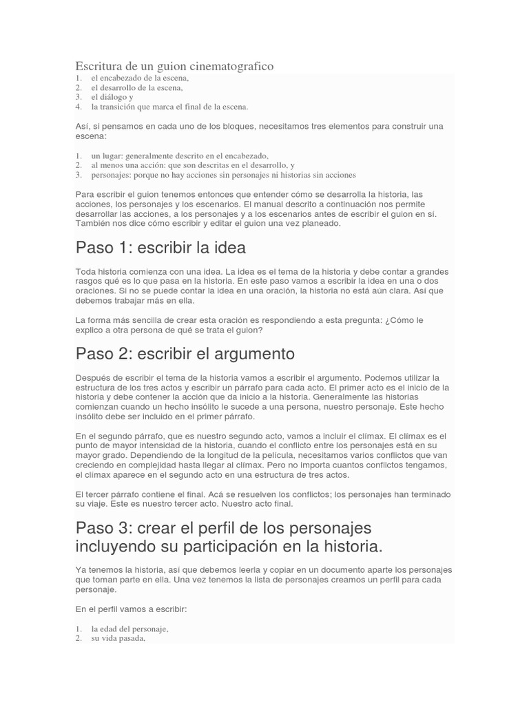 Escritura de Un Guion de Cine | Guión | Ocio