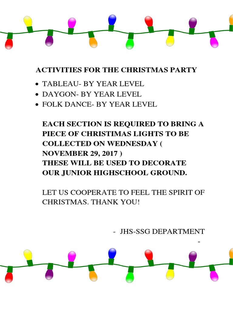 Christmas Party Activities and Decor | PDF