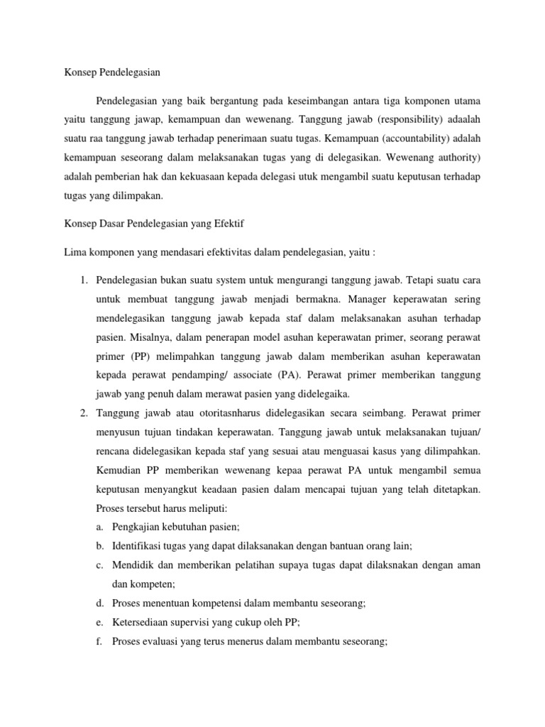 Konsep Pendelegasian | PDF | Karier & Perkembangan