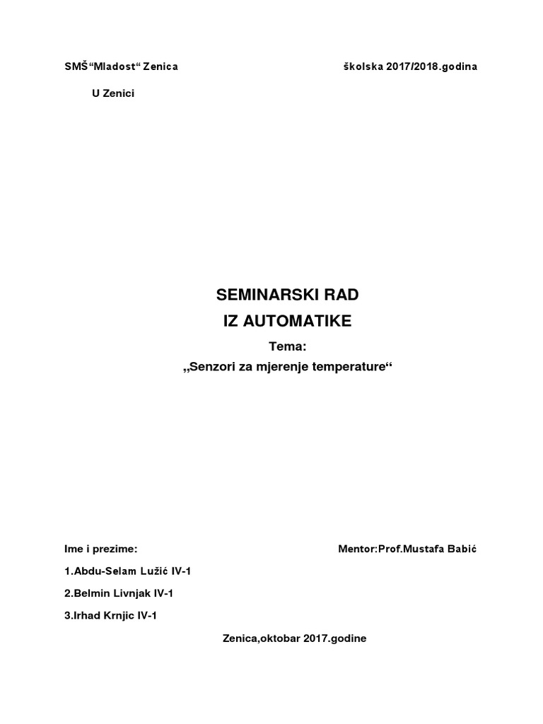 Seminarski Rad Automatika | PDF