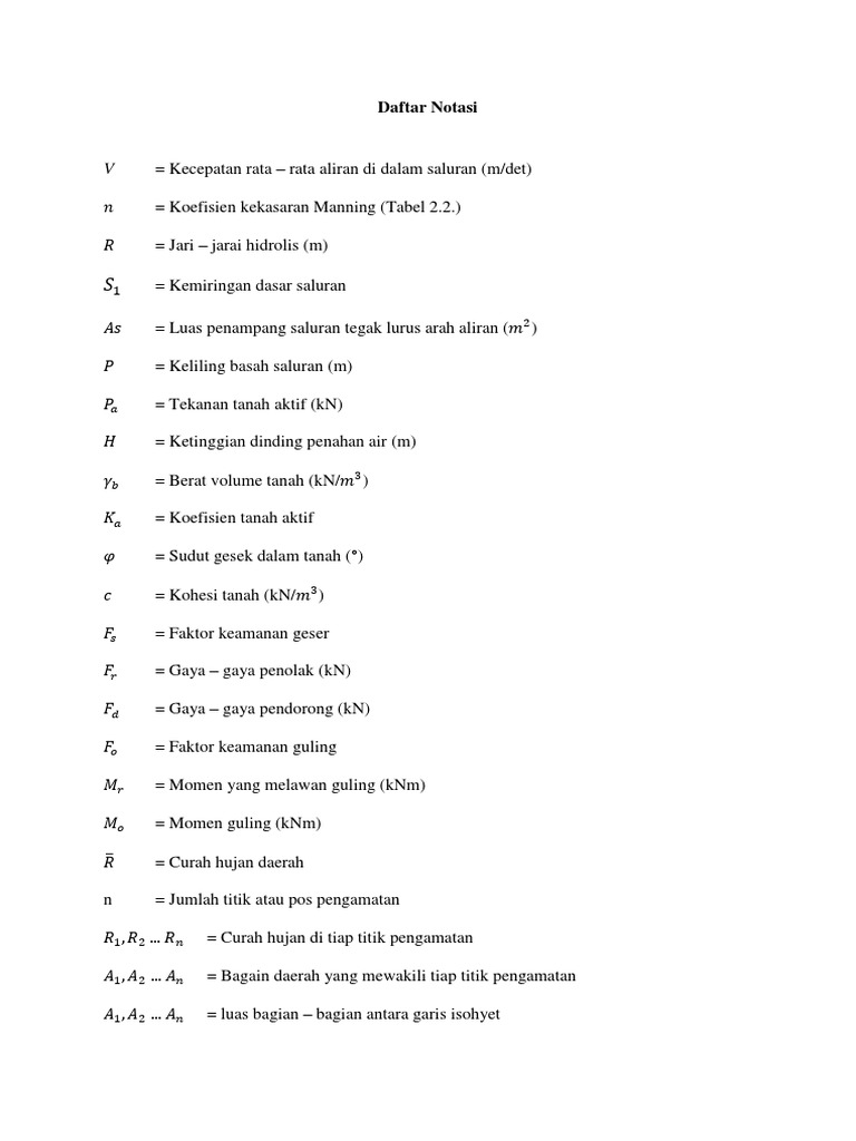 Daftar Notasi | PDF
