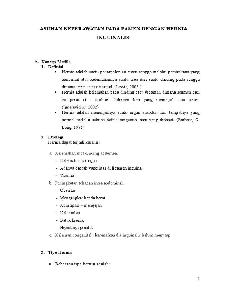 Asuhan Keperawatan Pada Pasien Dengan Hernia Inguinalis | PDF