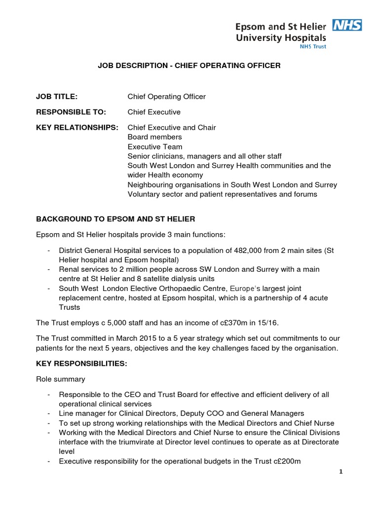 COO Job Description | Chief Operating Officer | Emergency Management