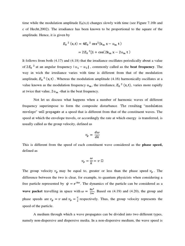 Wave Packet Travelling in Space With | PDF | Waves | Dispersion (Optics)