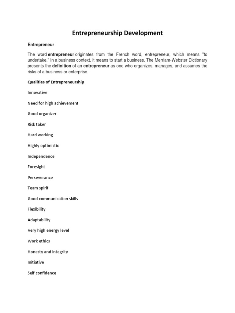 Entrepreneurship Development Notes | PDF | Caste | Entrepreneurship