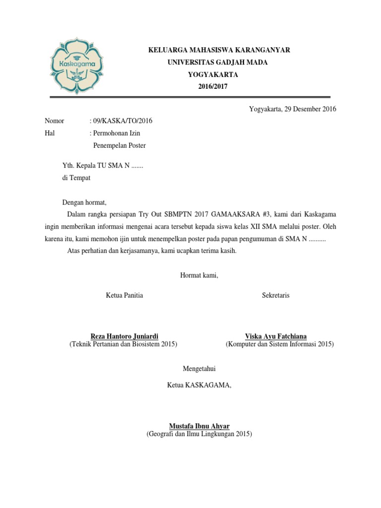 Surat Penempelan Poster Revisi Fix | PDF