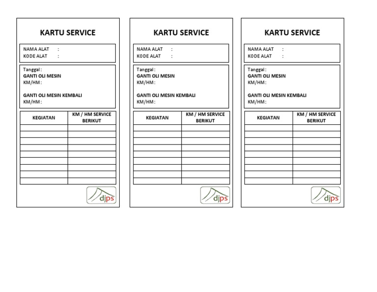 Kartu Service | PDF