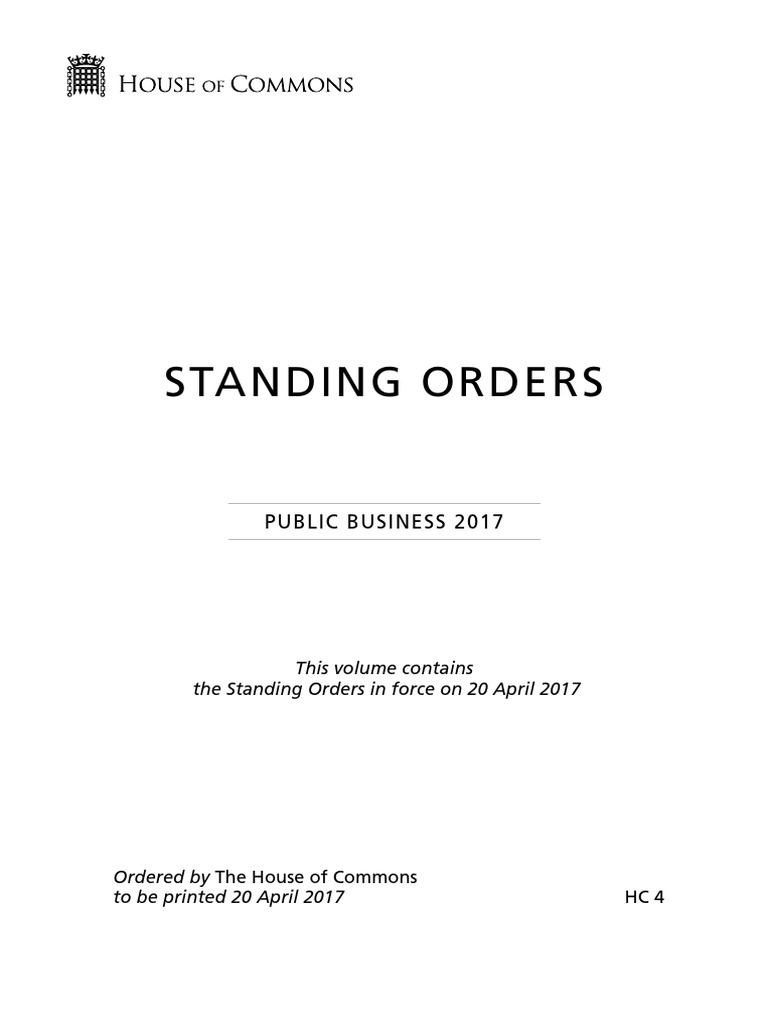 Standing Orders of the House of Commons | PDF | Committee | Justice