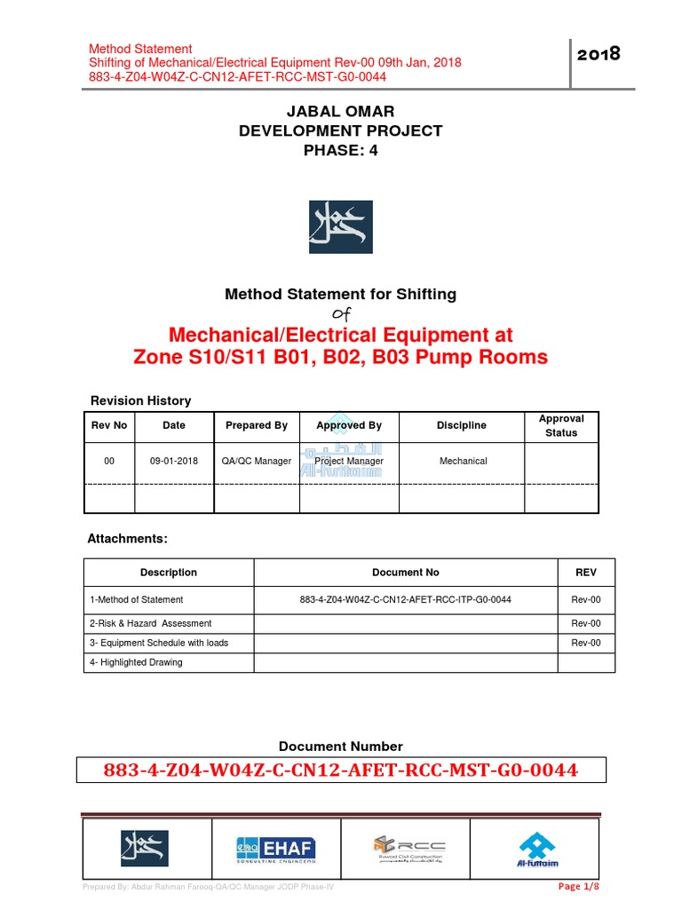 01-Mst For Shifting of Equipment Rev-00 | PDF | Elevator | Certification
