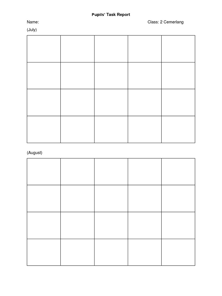 Name: Class: 2 Cemerlang (July) : Pupils' Task Report | PDF
