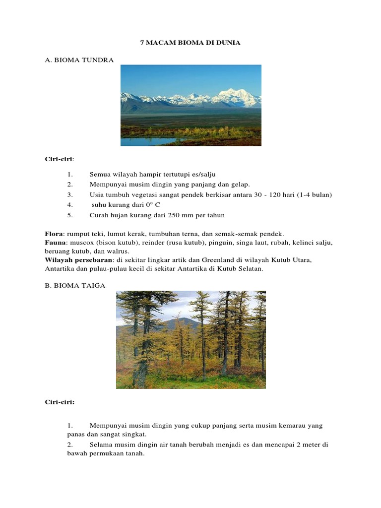 7 Macam Bioma Di Dunia | PDF