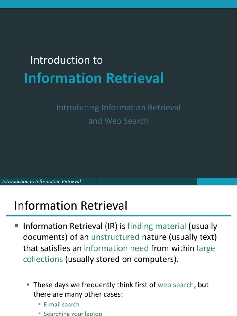 Introduction To: Information Retrieval | PDF | Search Engine Indexing | Information Retrieval