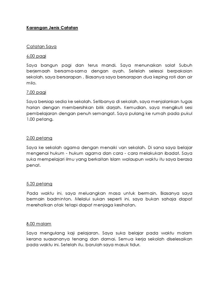Karangan Jenis Catatan | PDF