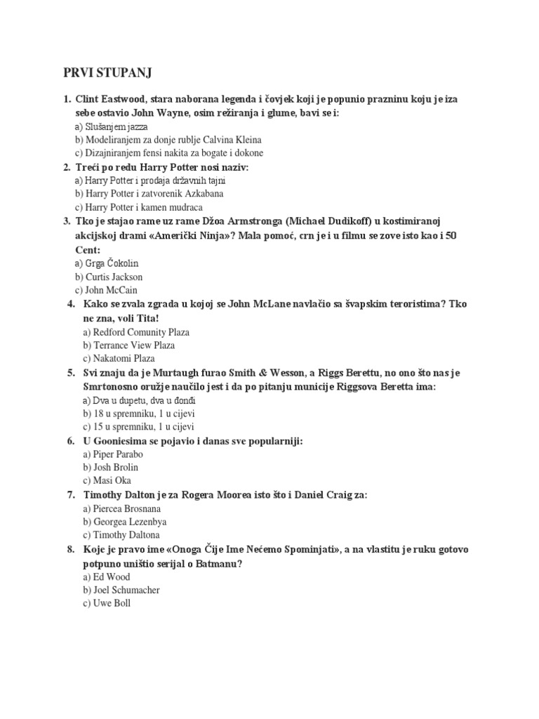 Filmski Kviz 1 | PDF