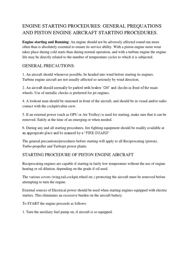 Engine Starting Procedures: An In-Depth Review of Starting Procedures ...