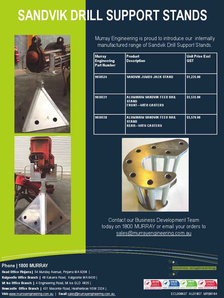 Sandvik Drill Support Stands NS 16112016 | PDF