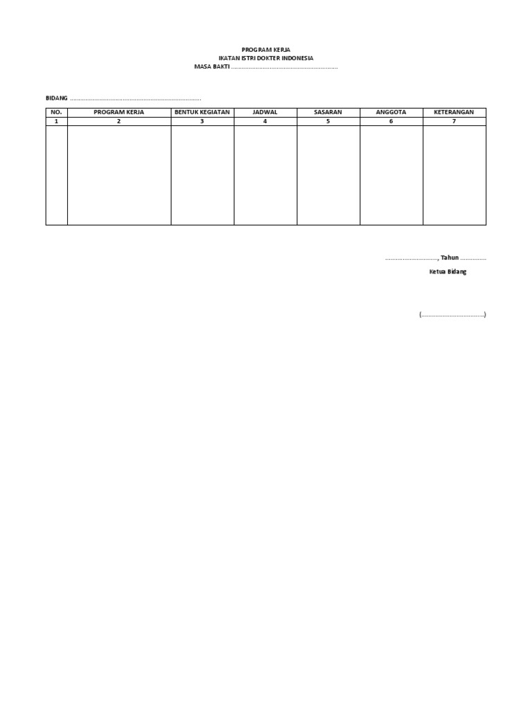 Tabel Program Kerja Iidi | PDF