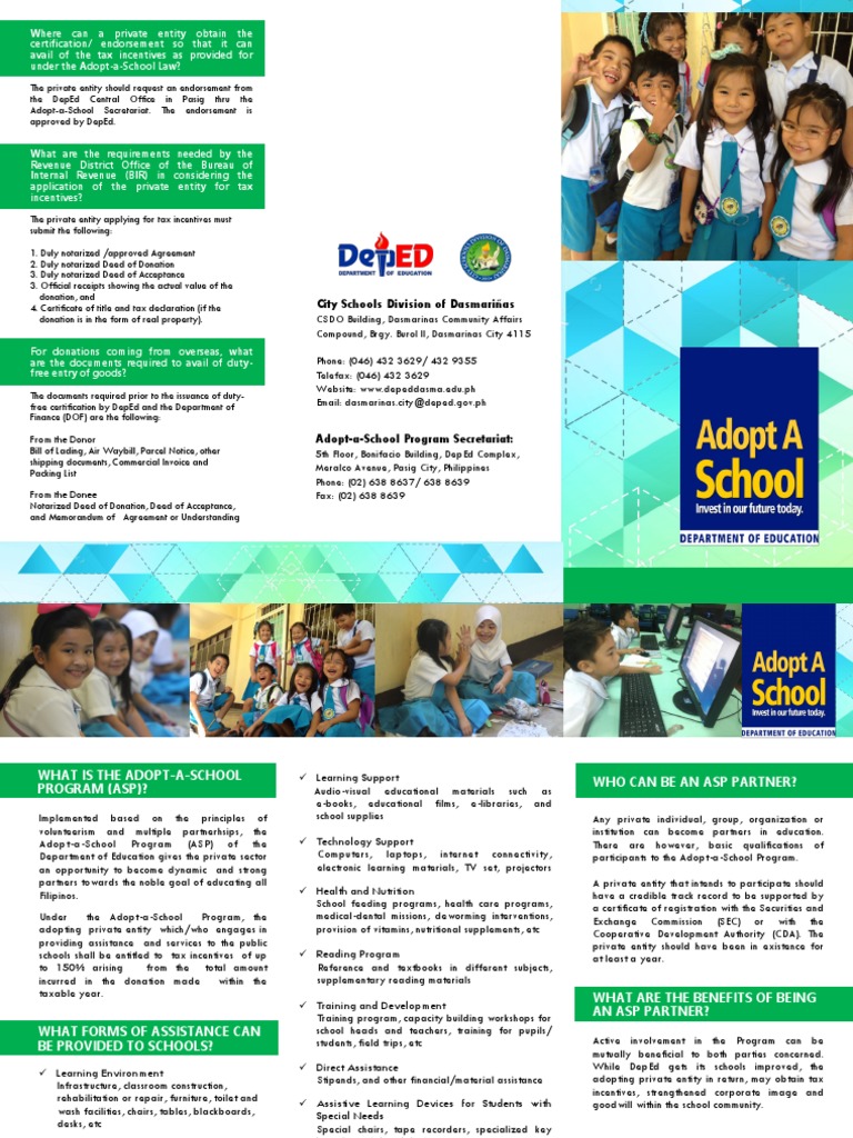 Adopt A School Program Brochure | PDF | Invoice | Business