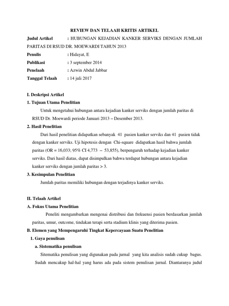 Review Dan Telaah Kritis Artikel - Print | PDF