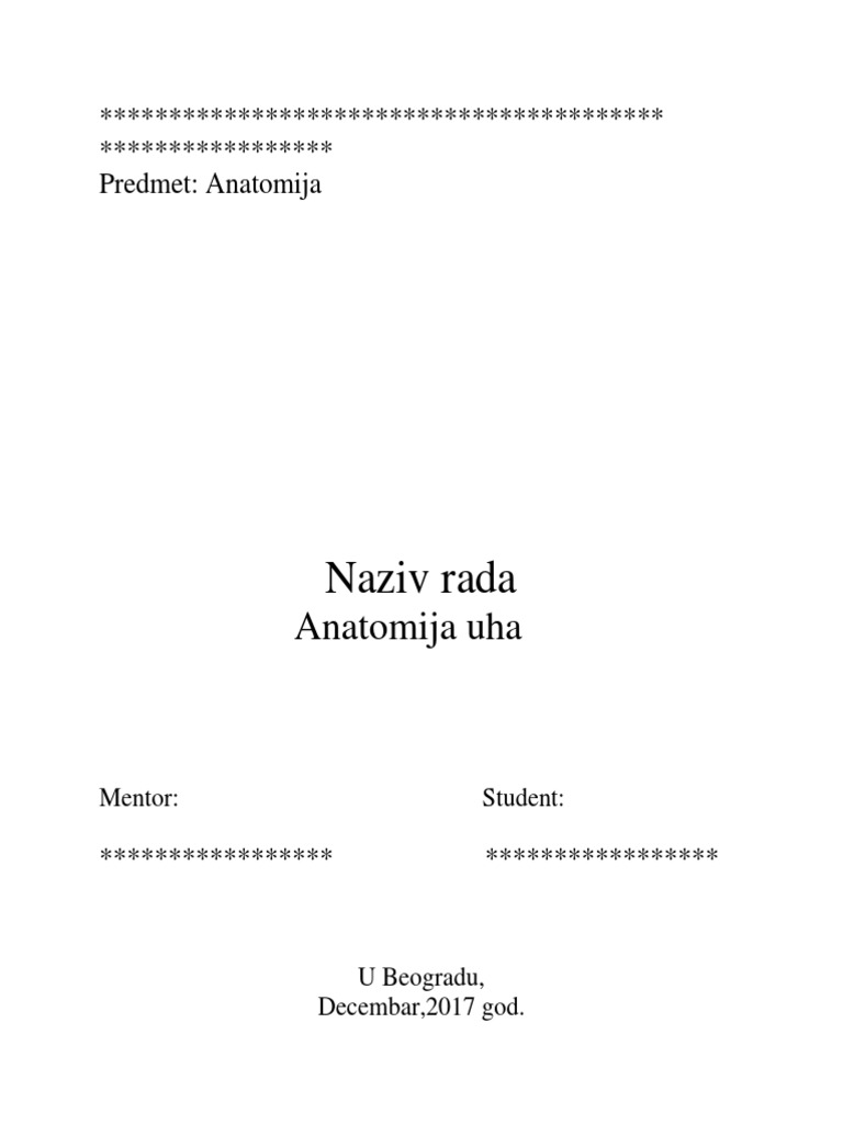 Anatomija Uha | PDF