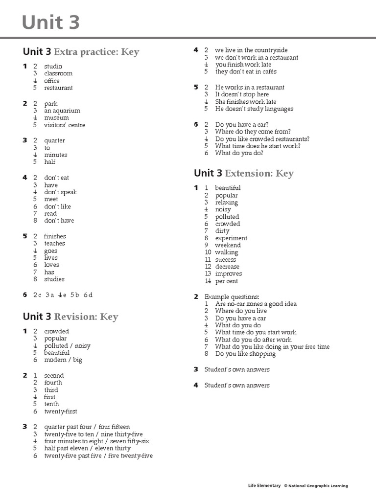 Ele Unit3 Answerkey | PDF | Behavior Modification