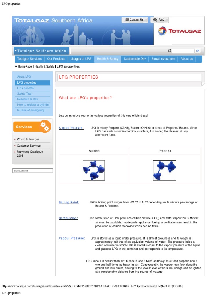 LPG Properties | Liquefied Petroleum Gas | Propane