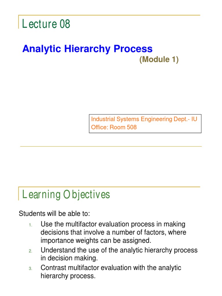 (QM) Module 01 - Analytic Hierarchy Process (Ahp) | PDF | Eigenvalues And Eigenvectors | Matrix ...