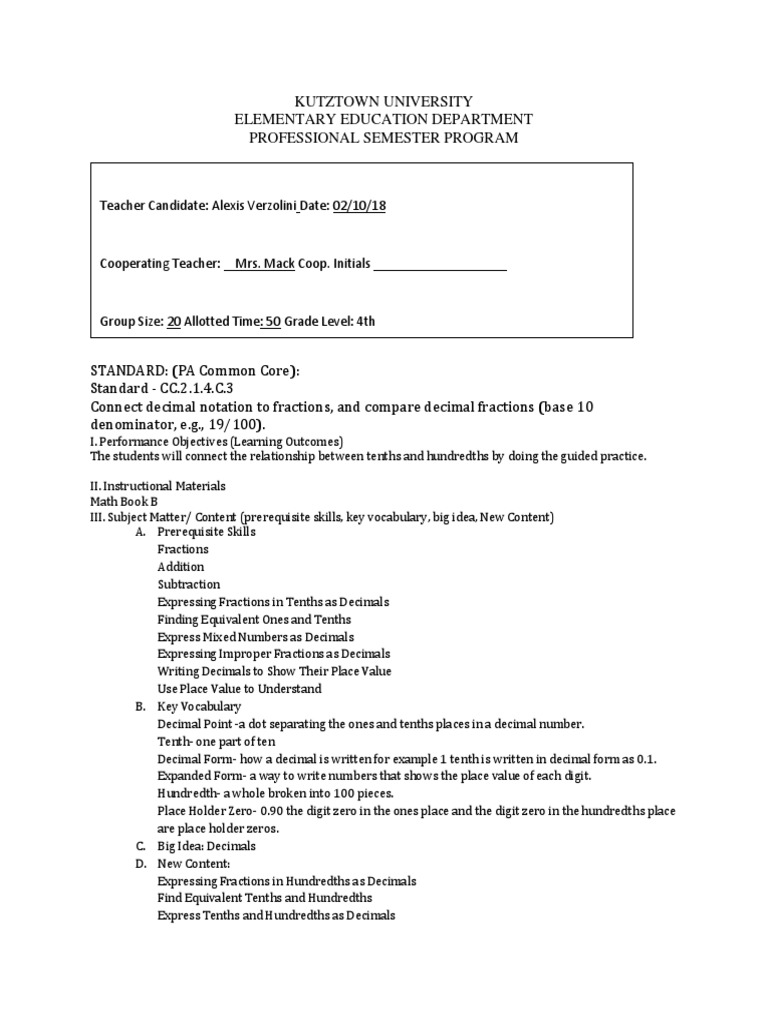 Math Lesson 3 | PDF | Decimal | Fraction (Mathematics)