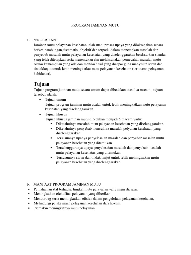 Program Jaminan Mutu | PDF | Karier & Perkembangan | Pengembangan Diri