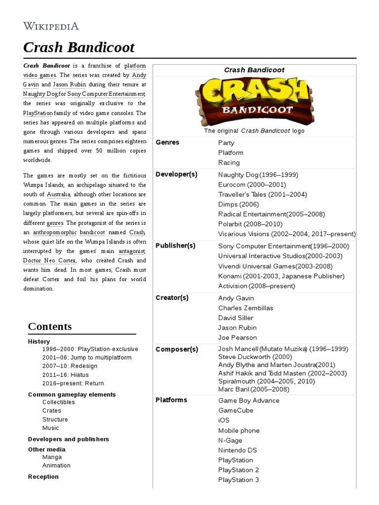Crash Bandicoot | PDF | Video Game Companies | Industries